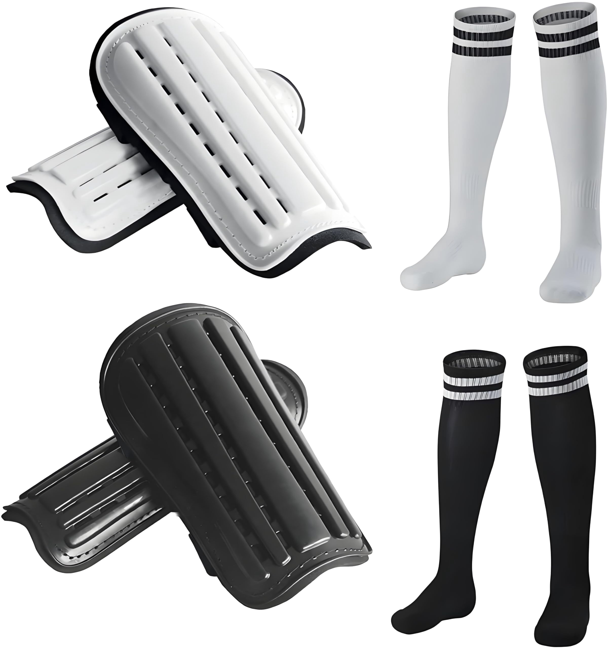 2 Pairs Soccer Shin Guards & 2 Pairs Soccer Socks for Adults and ...