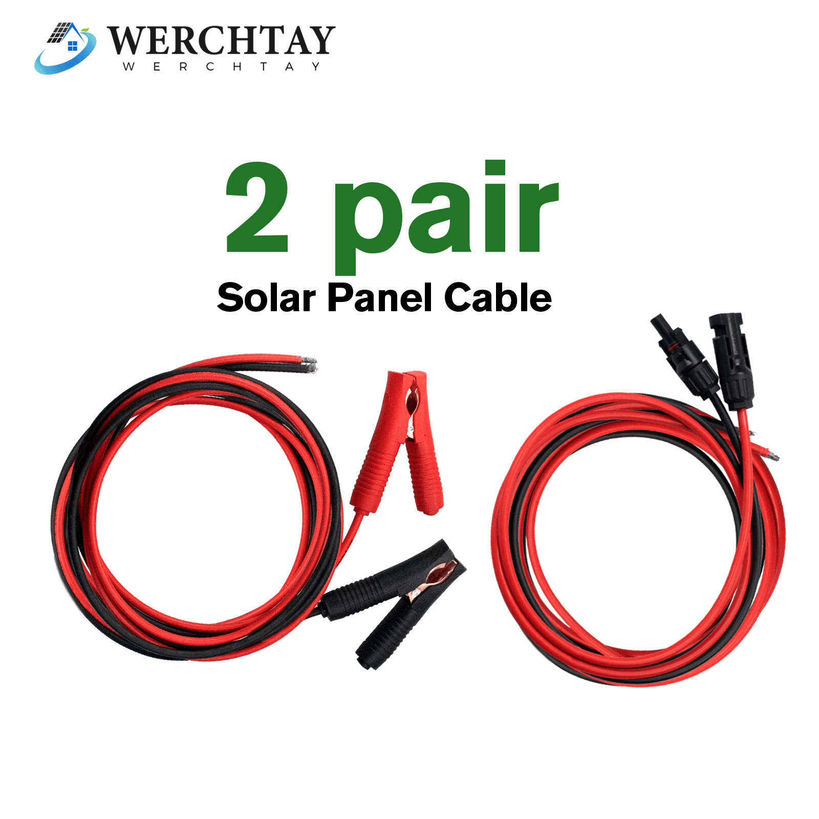 2 Pairs Solar Panel Extension Cable Silicone Flexible Wire Female Male ...