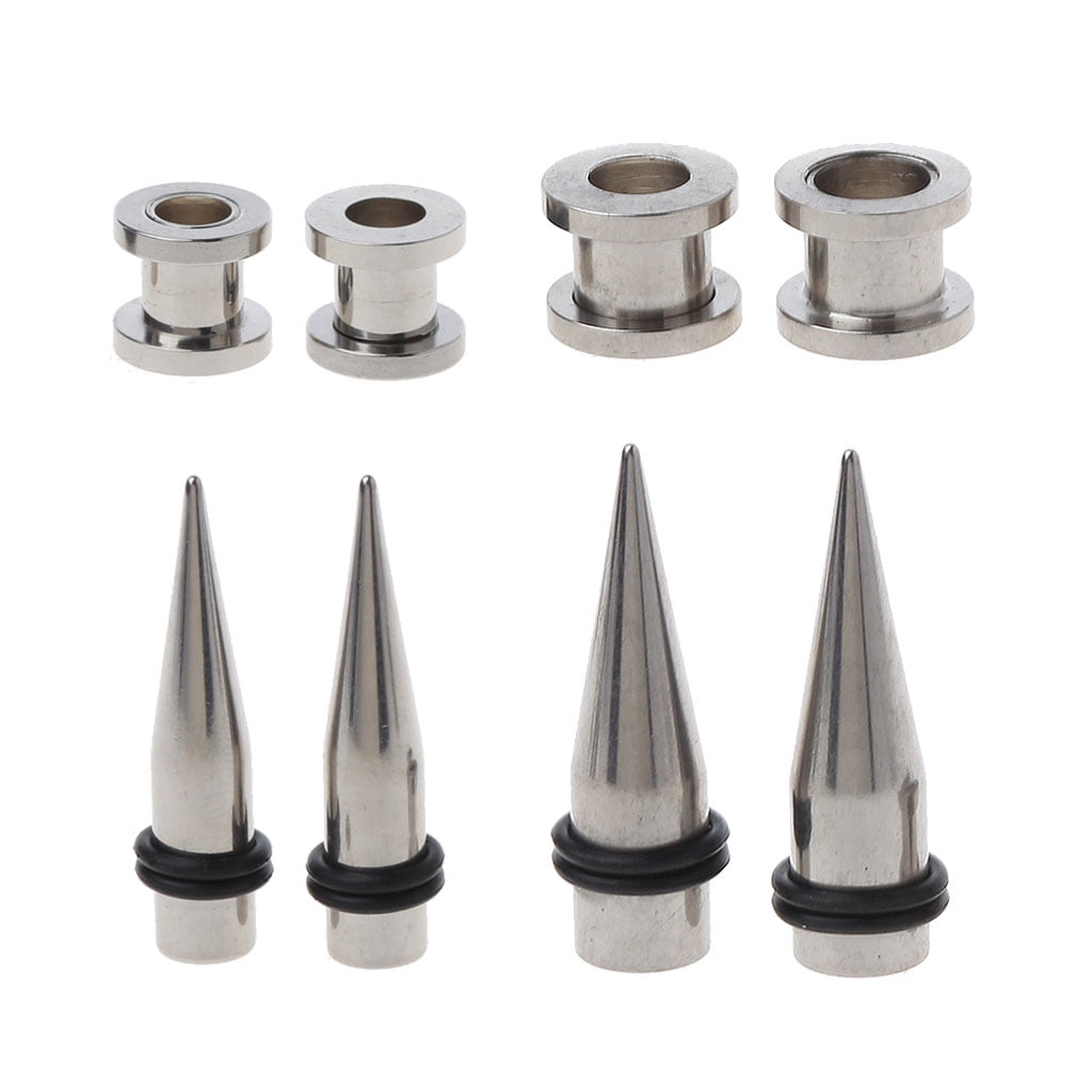 2 Pairs Sophisticated 7mm and 9mm Stainless Steel Ear Eyelets Tapers ...