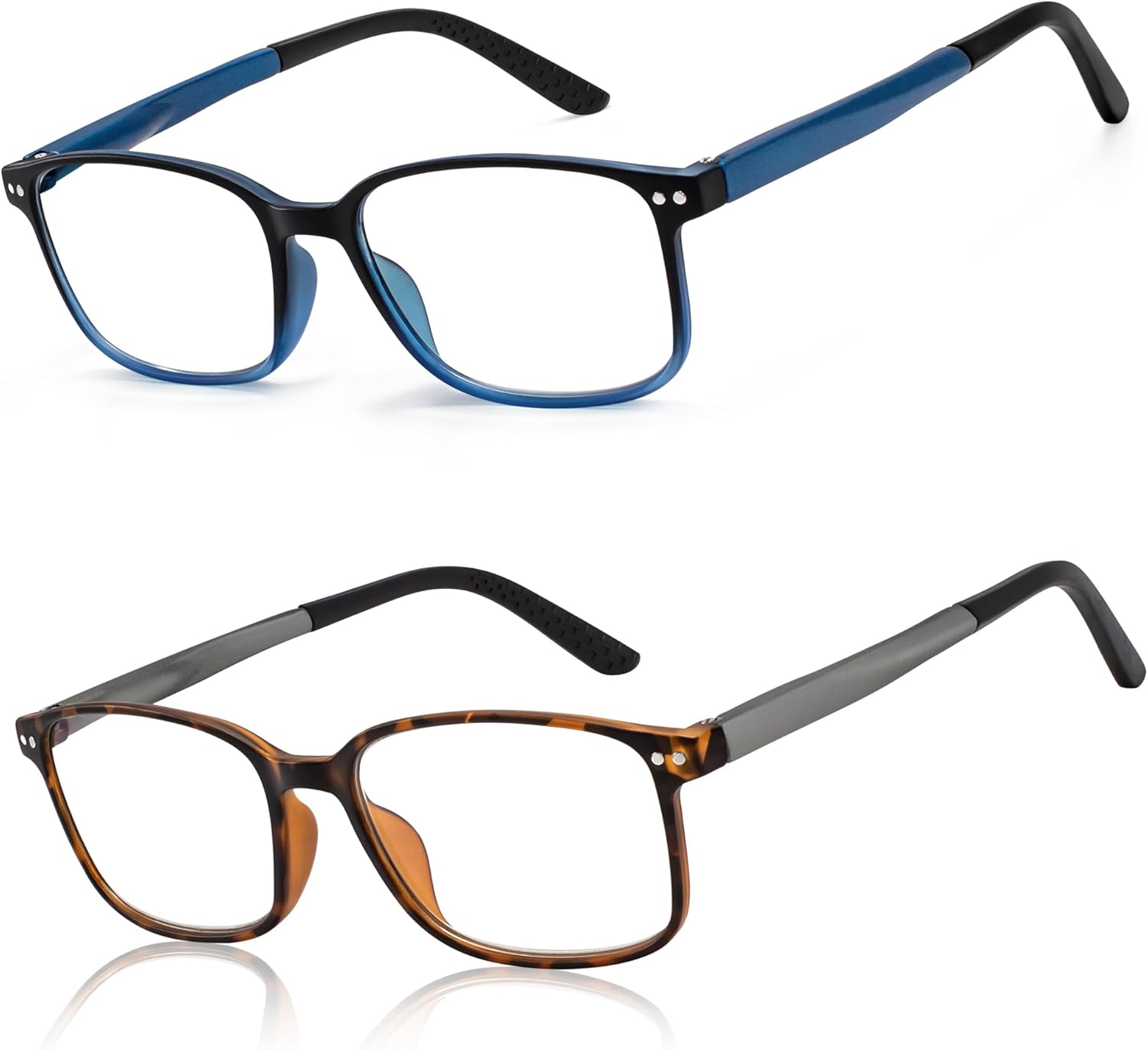 2 Pairs Sporty Style Reading Glasses for MenRectangular TR90 Blue Light ...