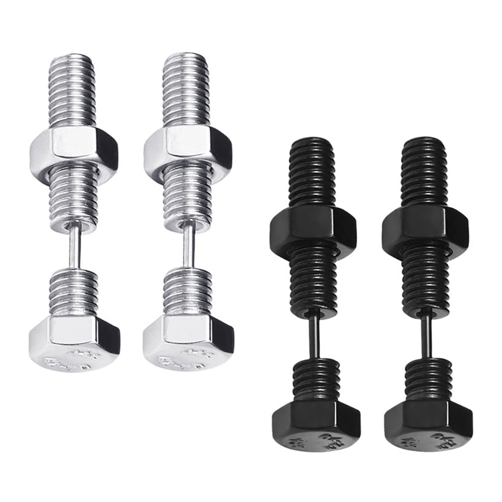 2 Pairs Stainless Steel Piercing Screws Earrings Ear Stud Punk Style ...