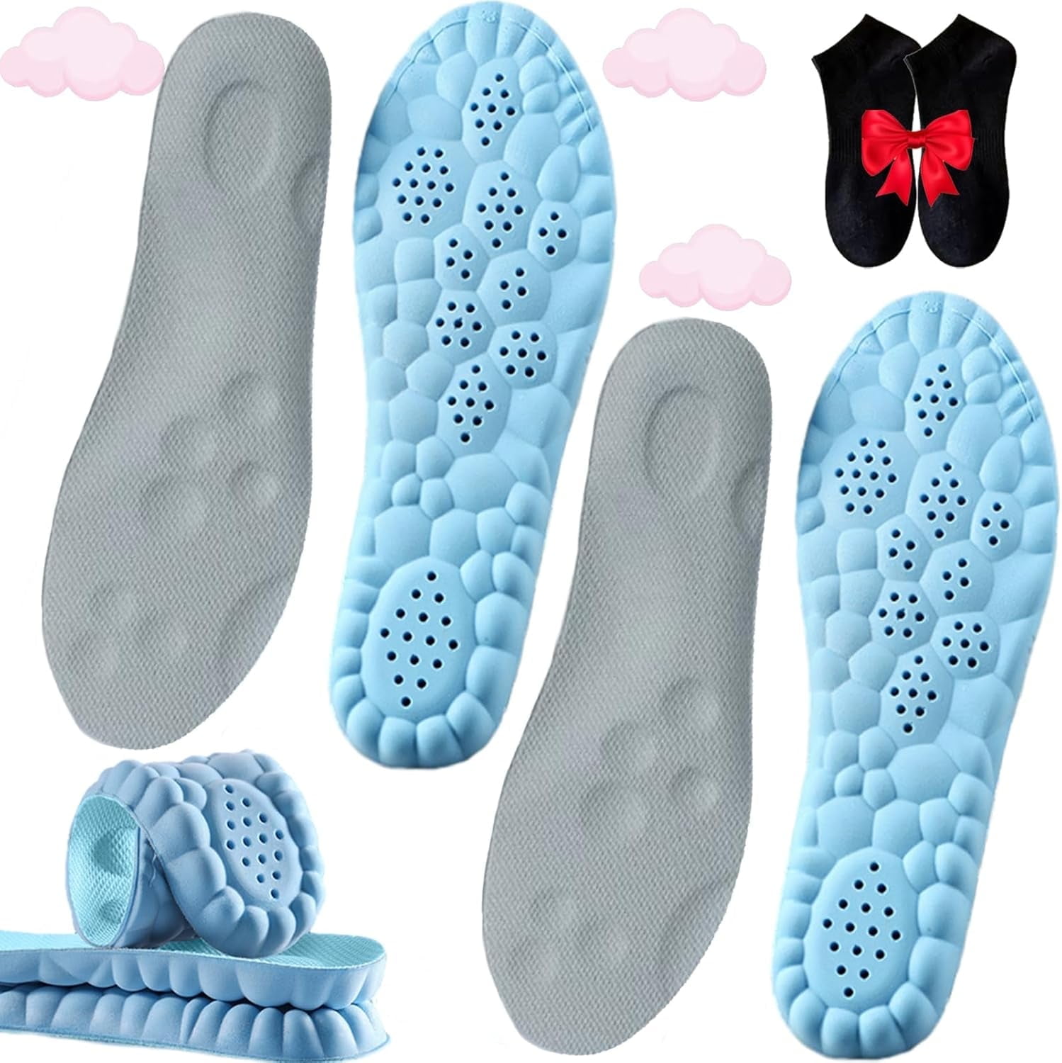 2 Pairs Steppers Insoles for Men/Women, 2025 New Stepprs Massage Insoles, 4d Soft Memory Foam ...