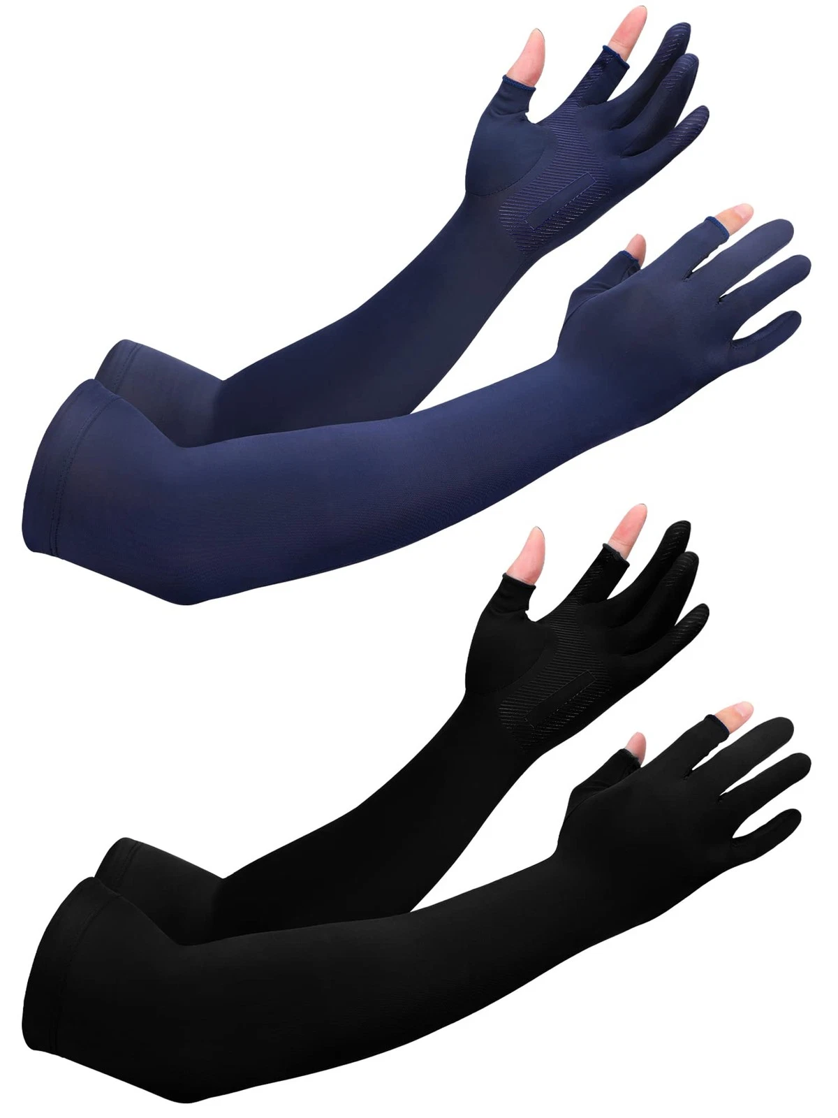 2 Pairs Sun Sleeves for Men Women with 2 Finger Holes Anti Slip Long ...