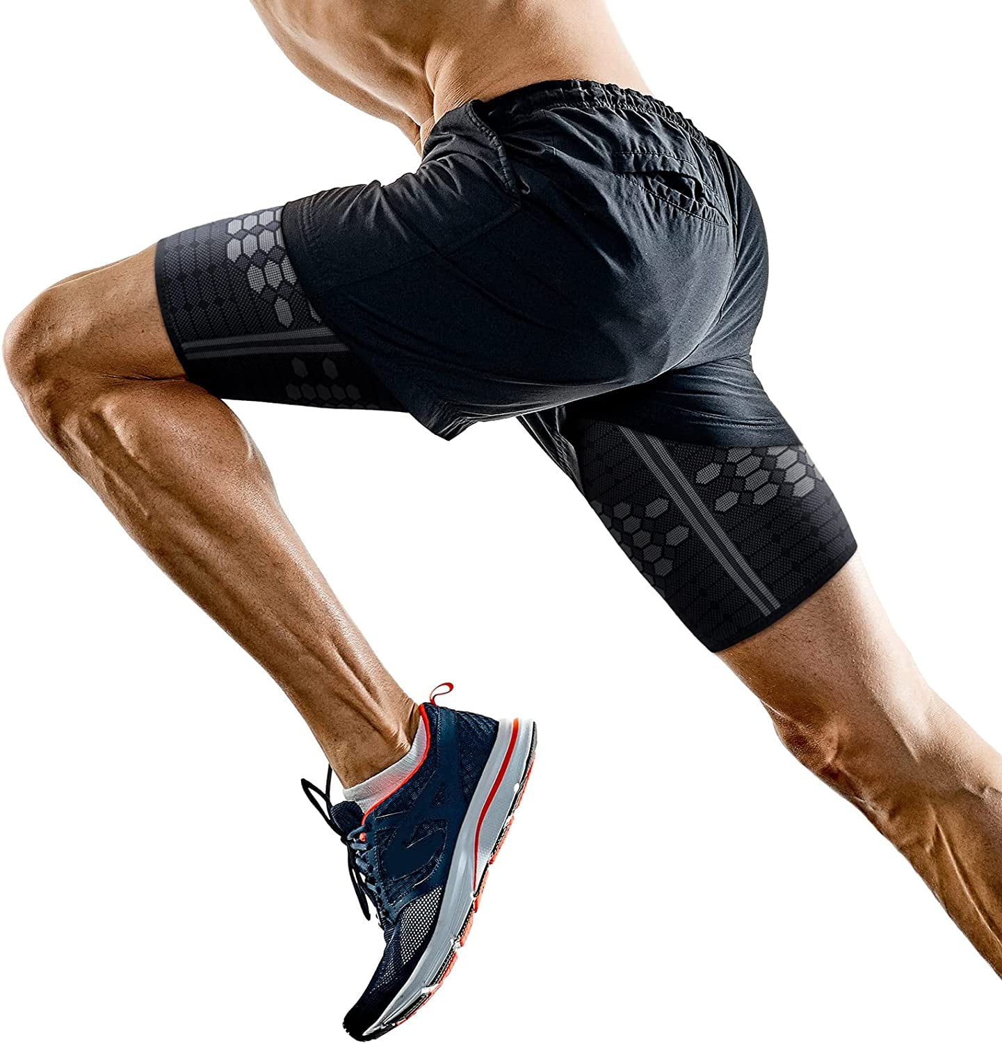 2 Pairs Thigh Compression Sleeves Quad and Hamstring Support Anti Slip ...