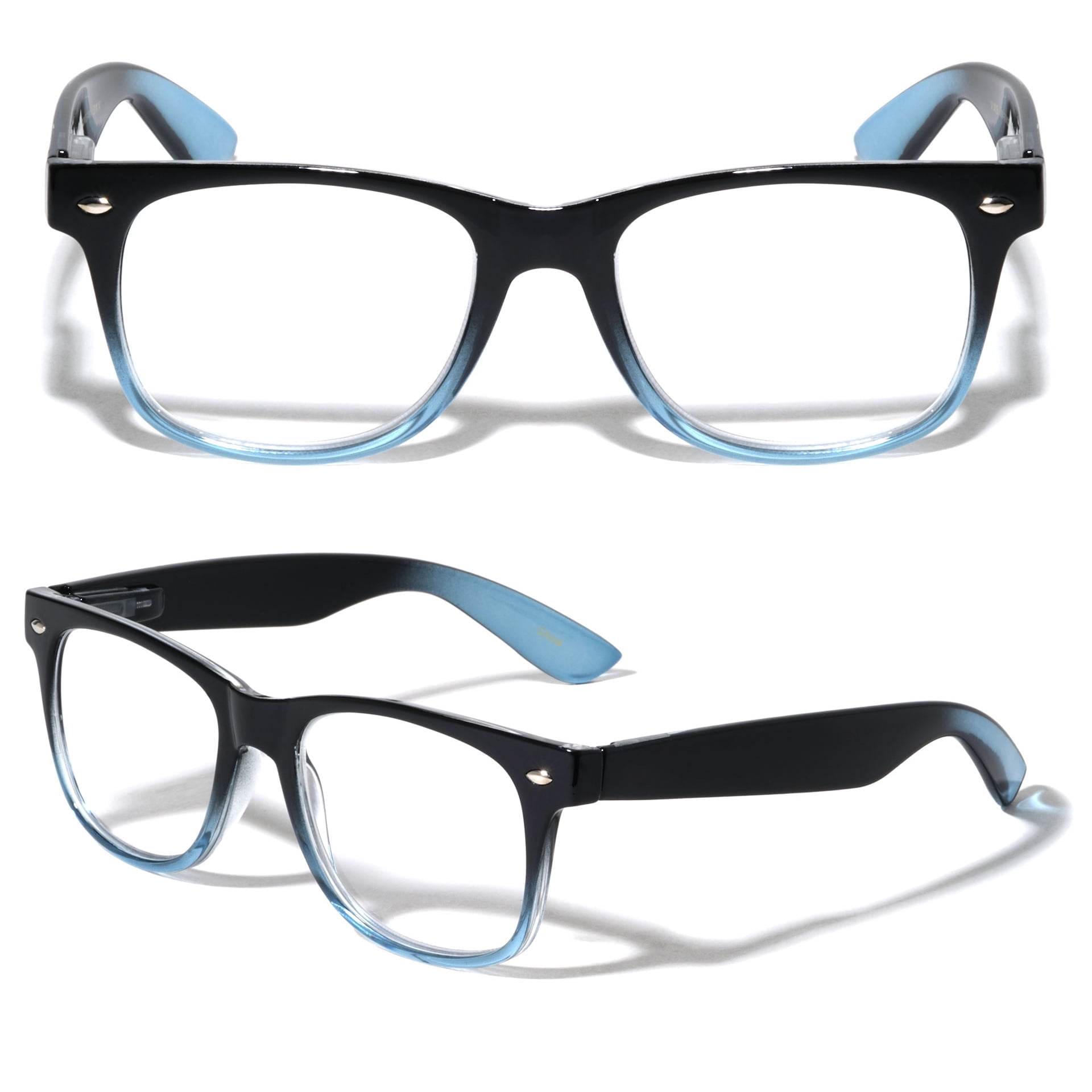 2 Pairs Transparent Neon Color Deluxe Reading Glasses - Comfortable ...