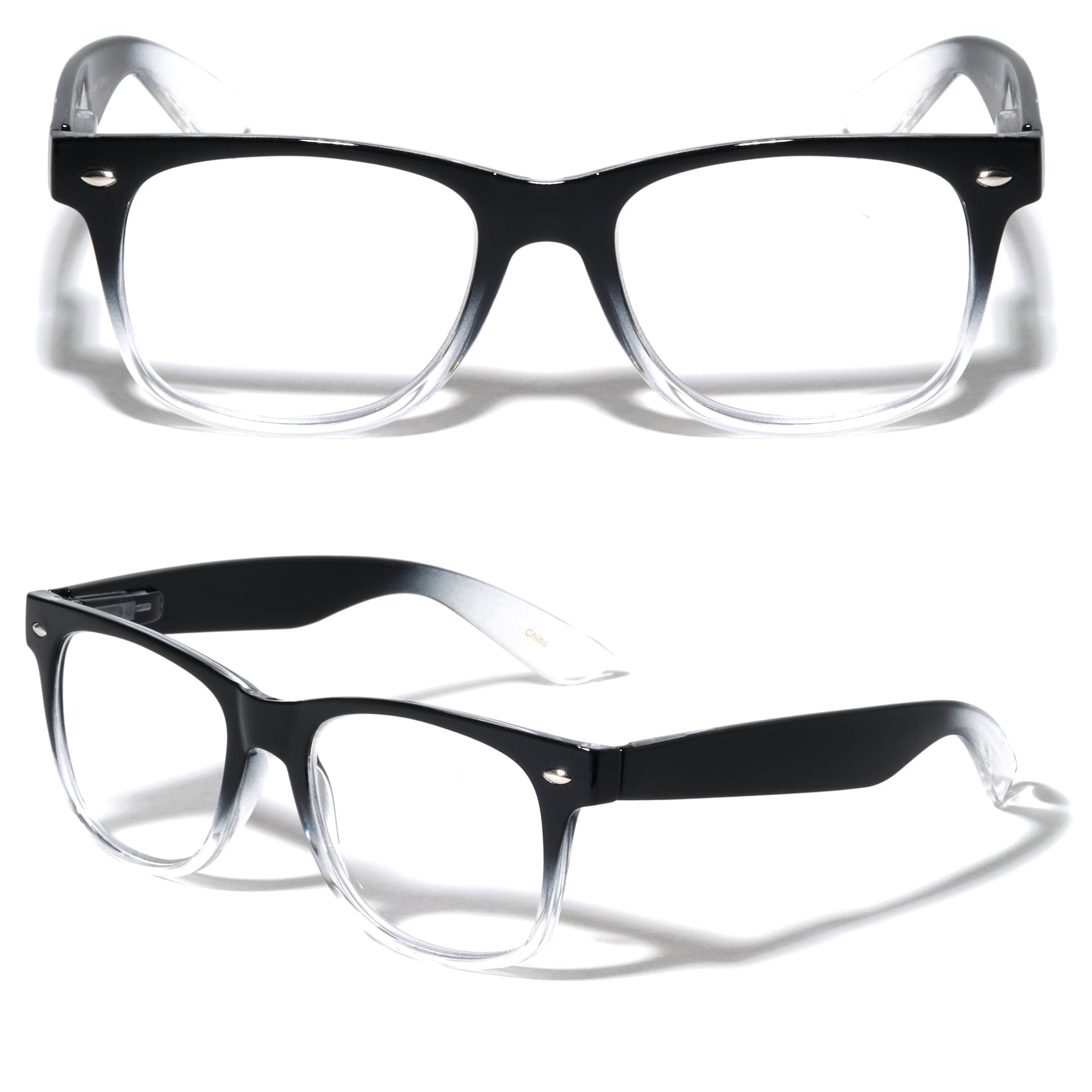 2 Pairs Transparent Neon Color Deluxe Reading Glasses - Comfortable ...