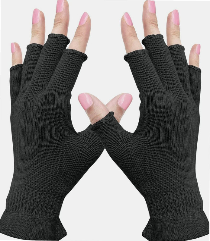 2 Pairs UV Gloves for Gel Nails, Anti UV Gloves 100% Cotton Fingerless ...