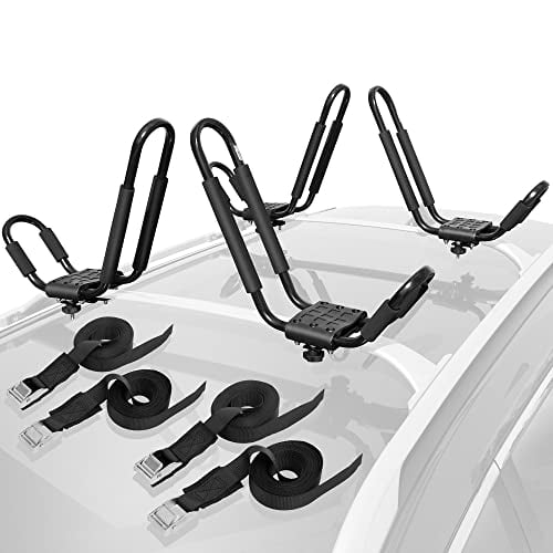 (2 Pairs Universal Kayak Rack for Car Truck SUV - Rooftop Kayak Carrier ...