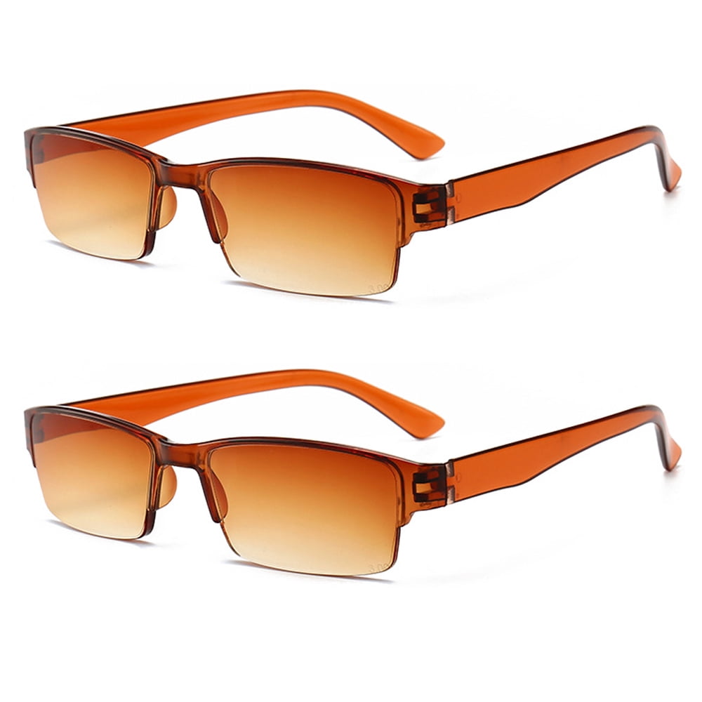 2 Pairs Vintage Half Rim Reading glasses Fashion Rectangle Tinted +1.00 ...
