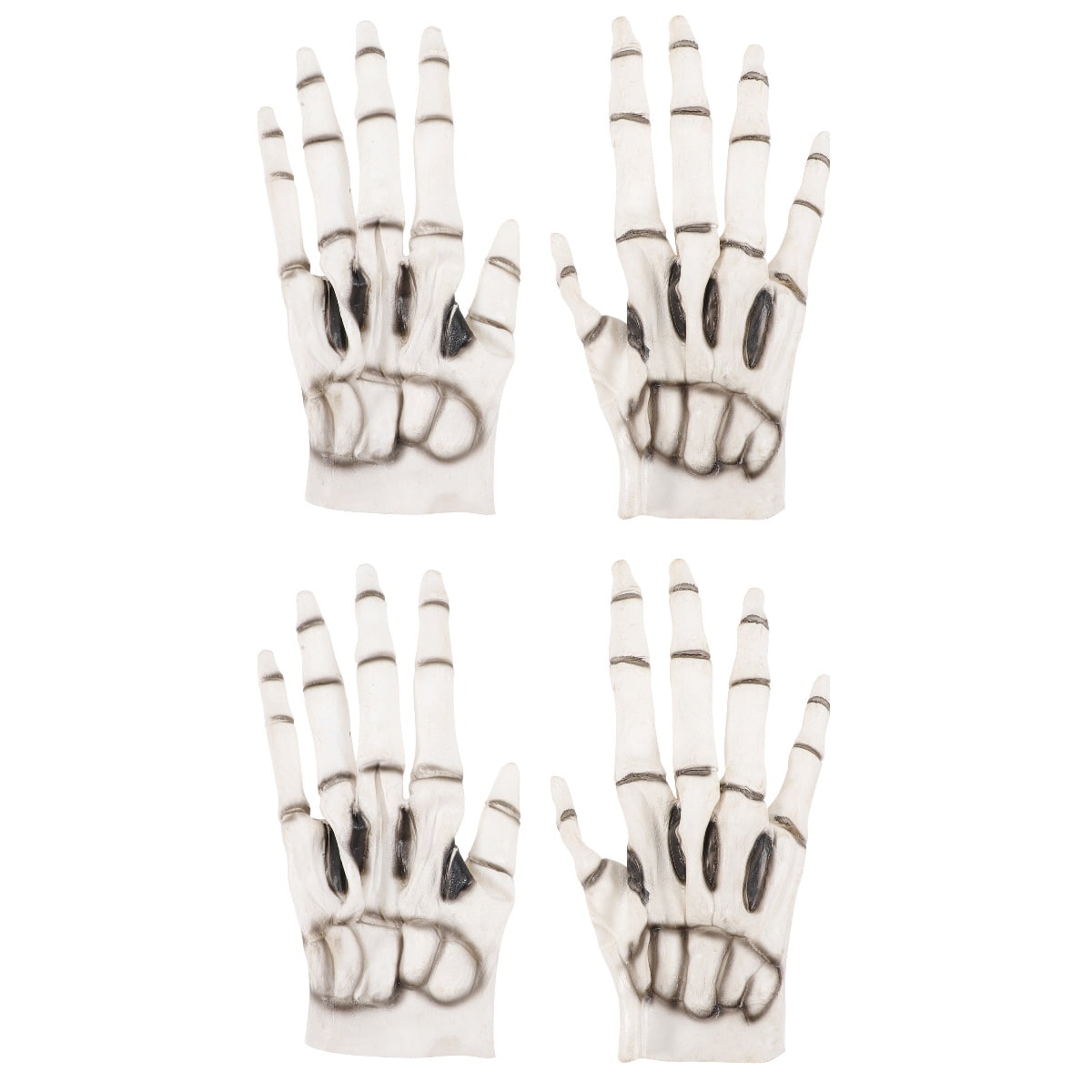 2 Pairs Vinyl Gloves Mittens Cosplay Skeleton Hand Mitts Creepy Skull ...