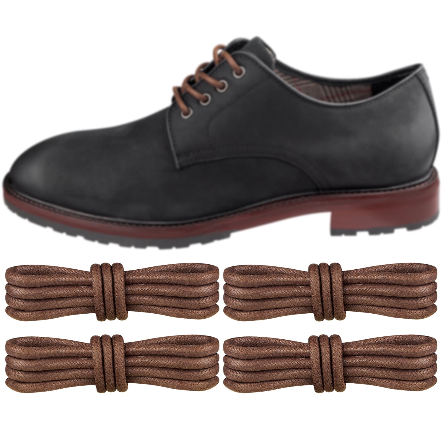 2 Pairs Waxed Shoelaces Replacement Round Shoe Laces for Cole Haan ...