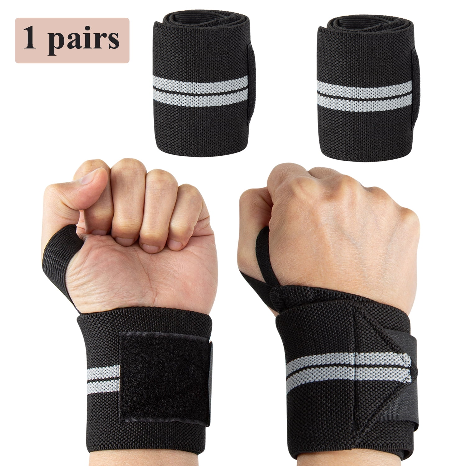 Pon Pon Weight Lifting Wrist Wraps, Adjustable Wrist Support Straps ...