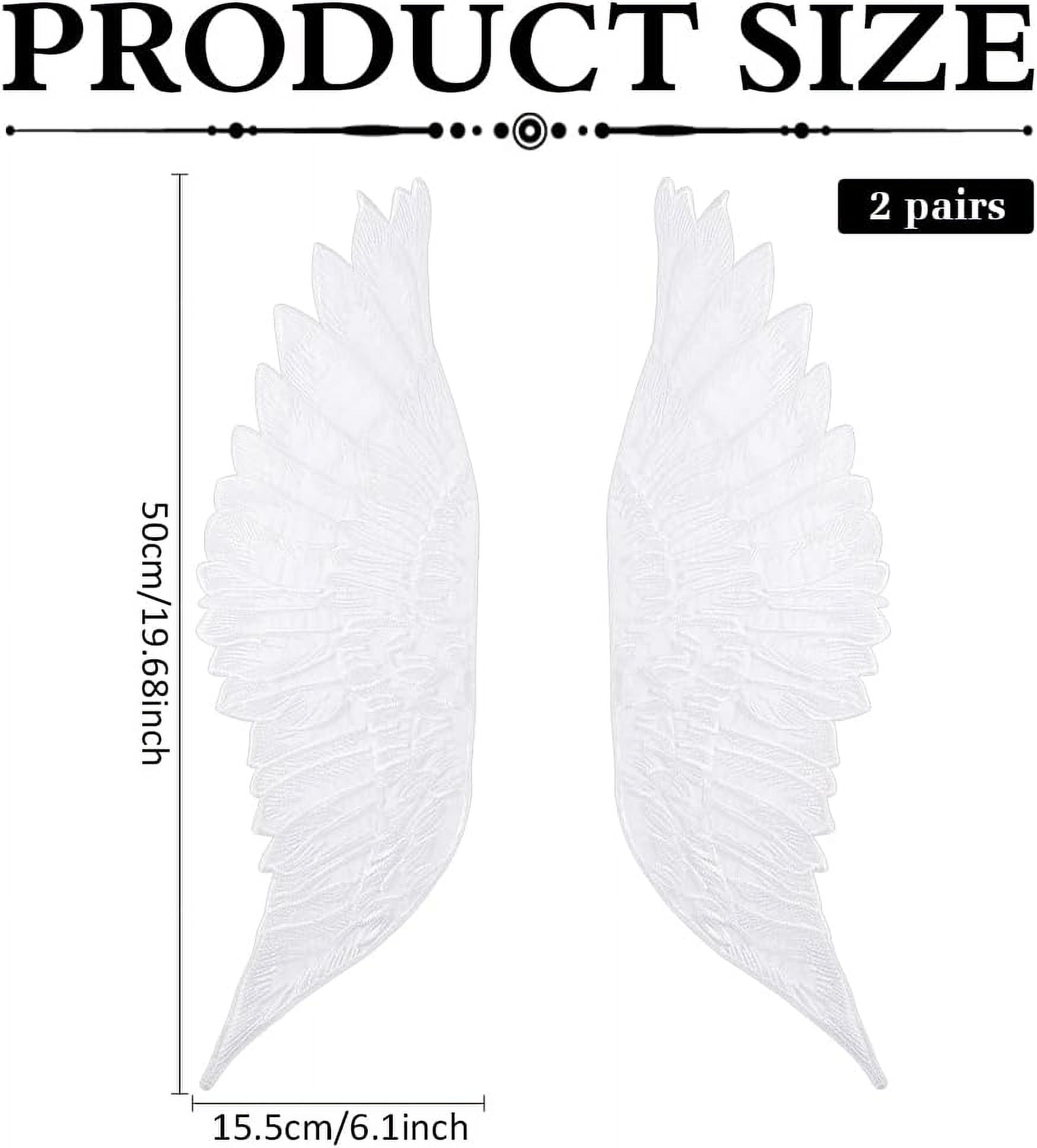 2 Pairs White Angel Wing Patch 19.7×6.1inch Large Wings Embroidred ...