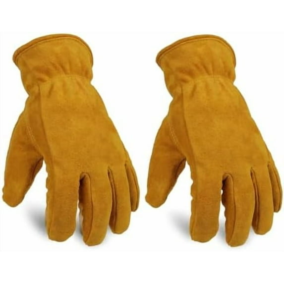 2 Pairs Winter Leather Work Gloves for Men Women: Thermal Thick Lining ...