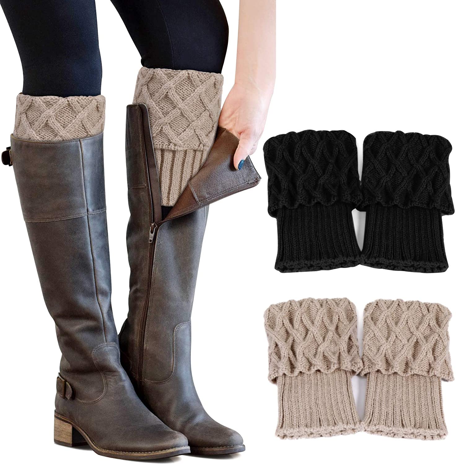 Ivory White Knit Boot Liner Leg Warmers With Lace Trim - Walmart.com