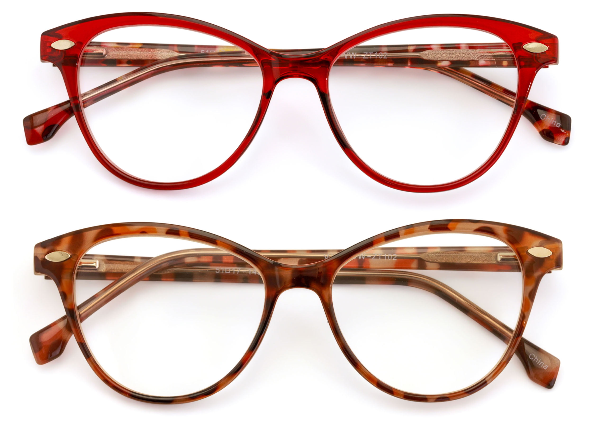 2 Pairs Women 2 Tone Oval Tortoise Temple Optical Frame Fashion Reading ...