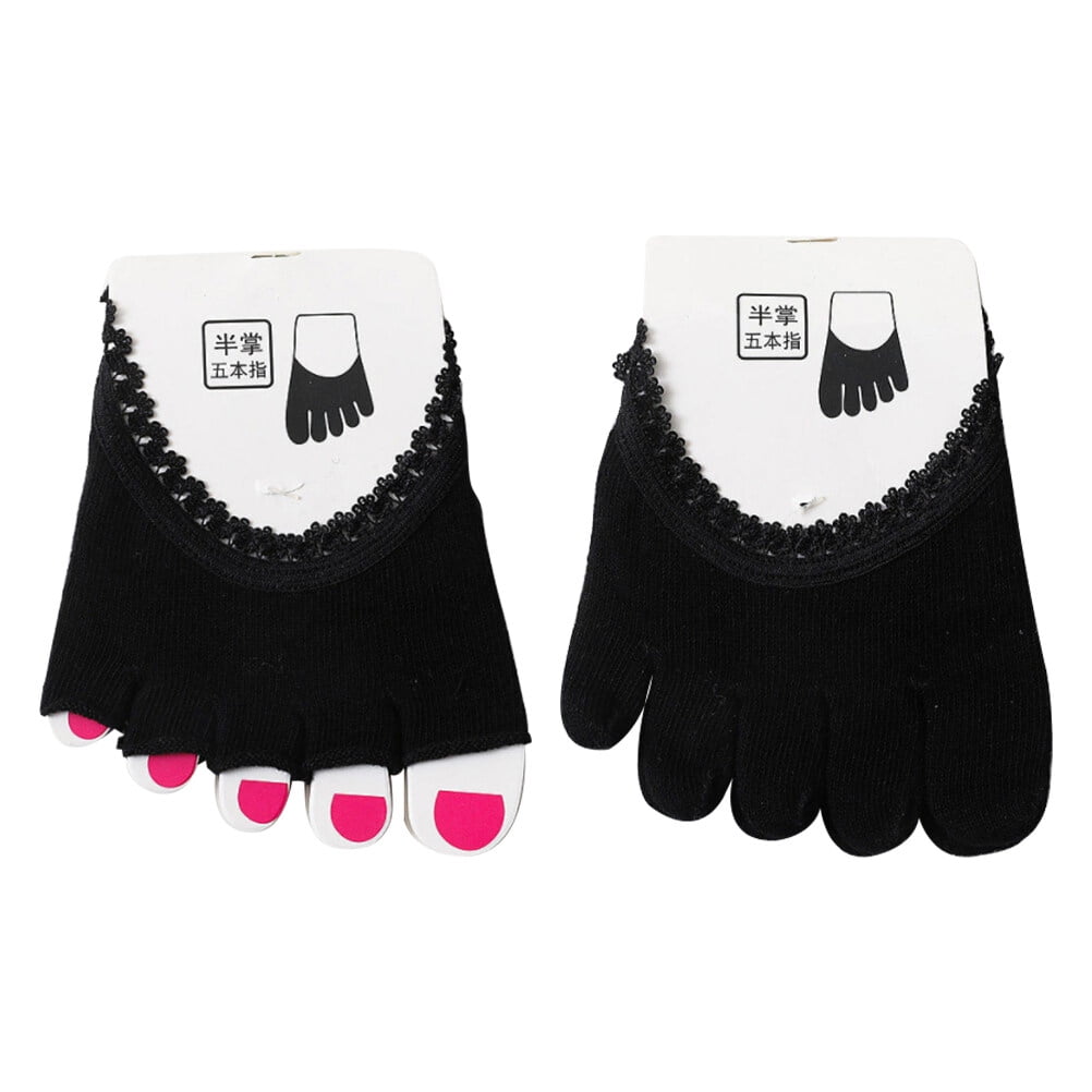 2 Pairs Women Five-toe Socks Full Finger Half Palm Socks Lace Sole Pad ...