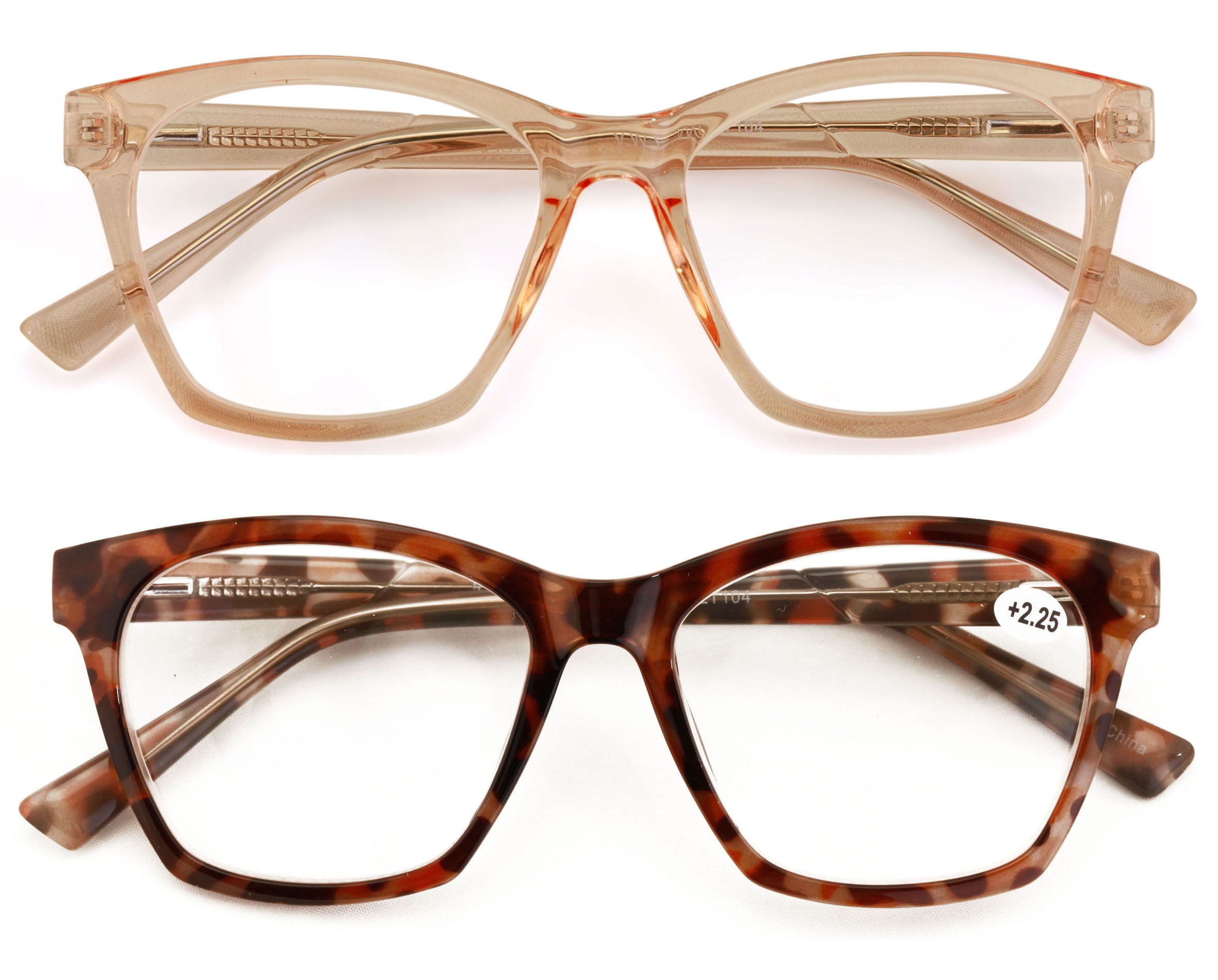 2 Pairs Women Large Translucent Optical Frame Reading Glasses - Clear ...