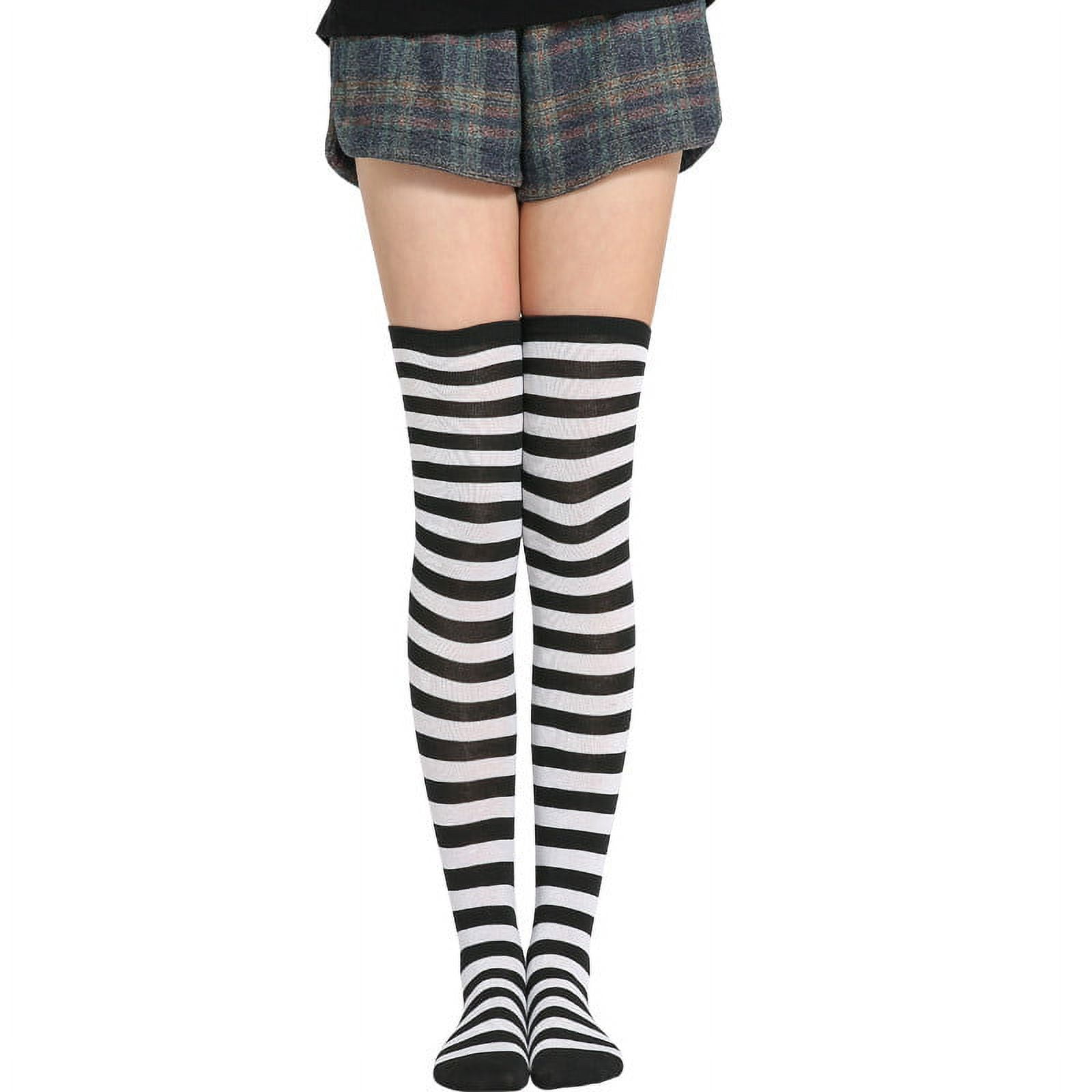2 Pairs Women Long Striped Socks Over Knee High Stockings for ...