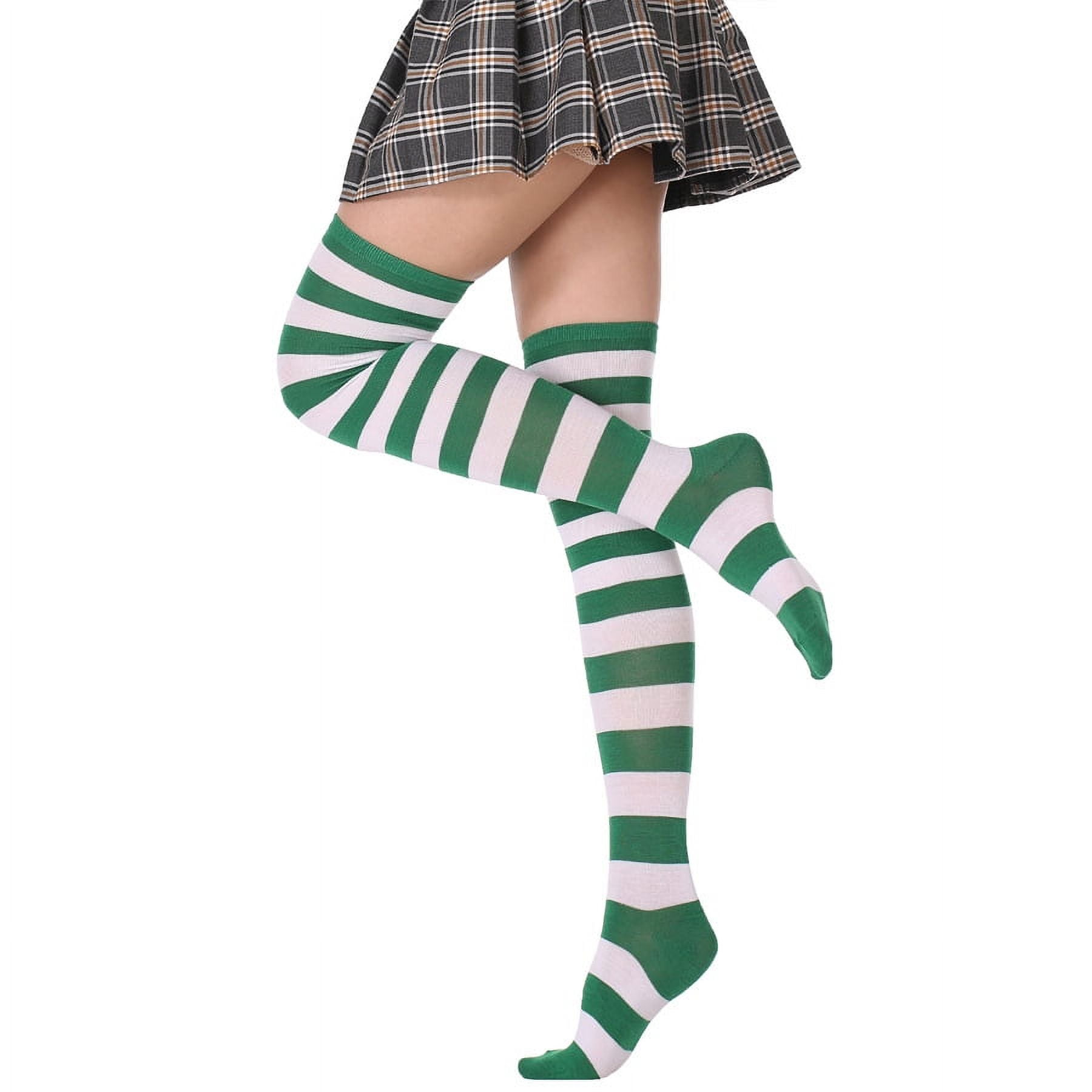 2 Pairs Women Long Striped Socks Over Knee High Stockings for ...