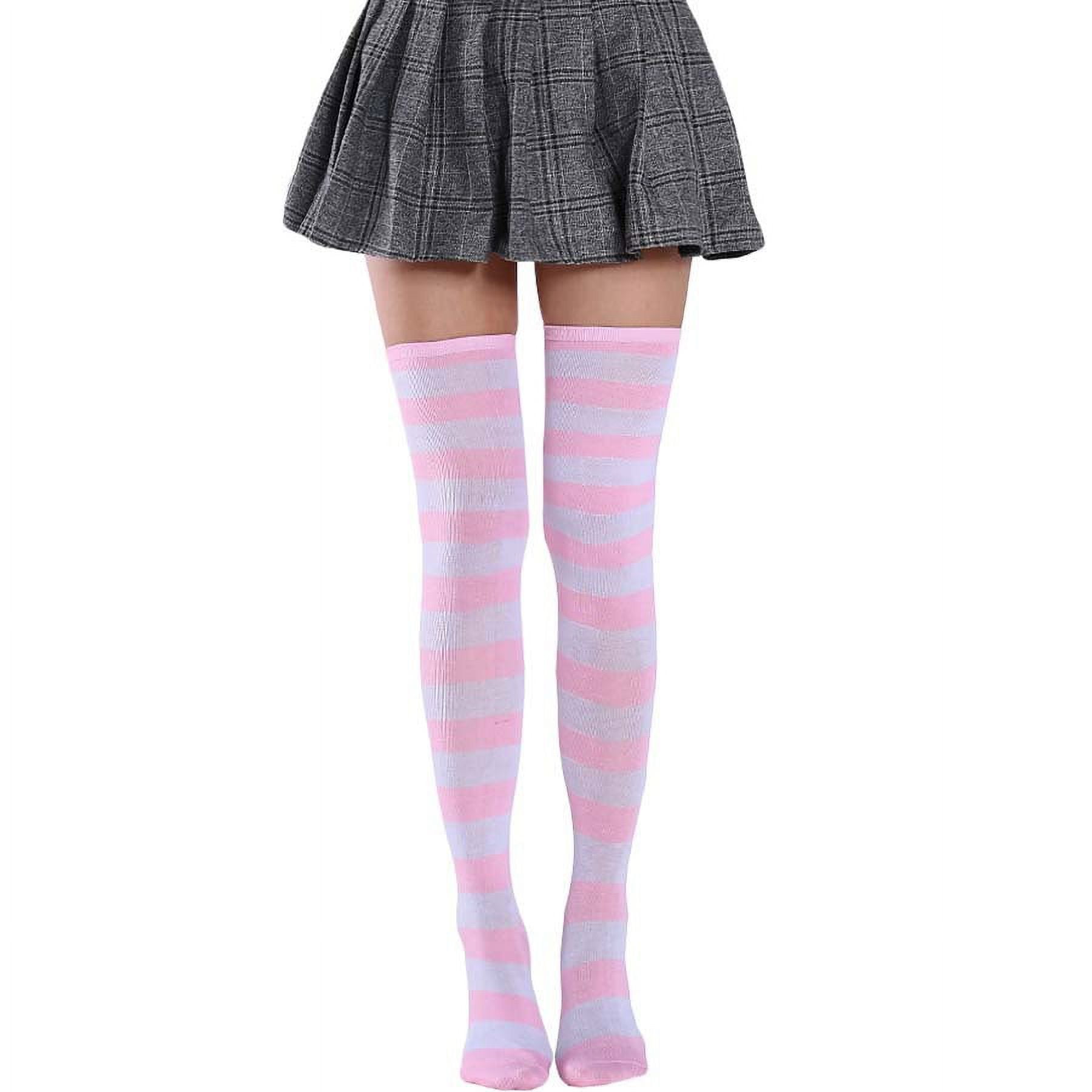 2 Pairs Women Long Striped Socks Over Knee High Stockings for ...
