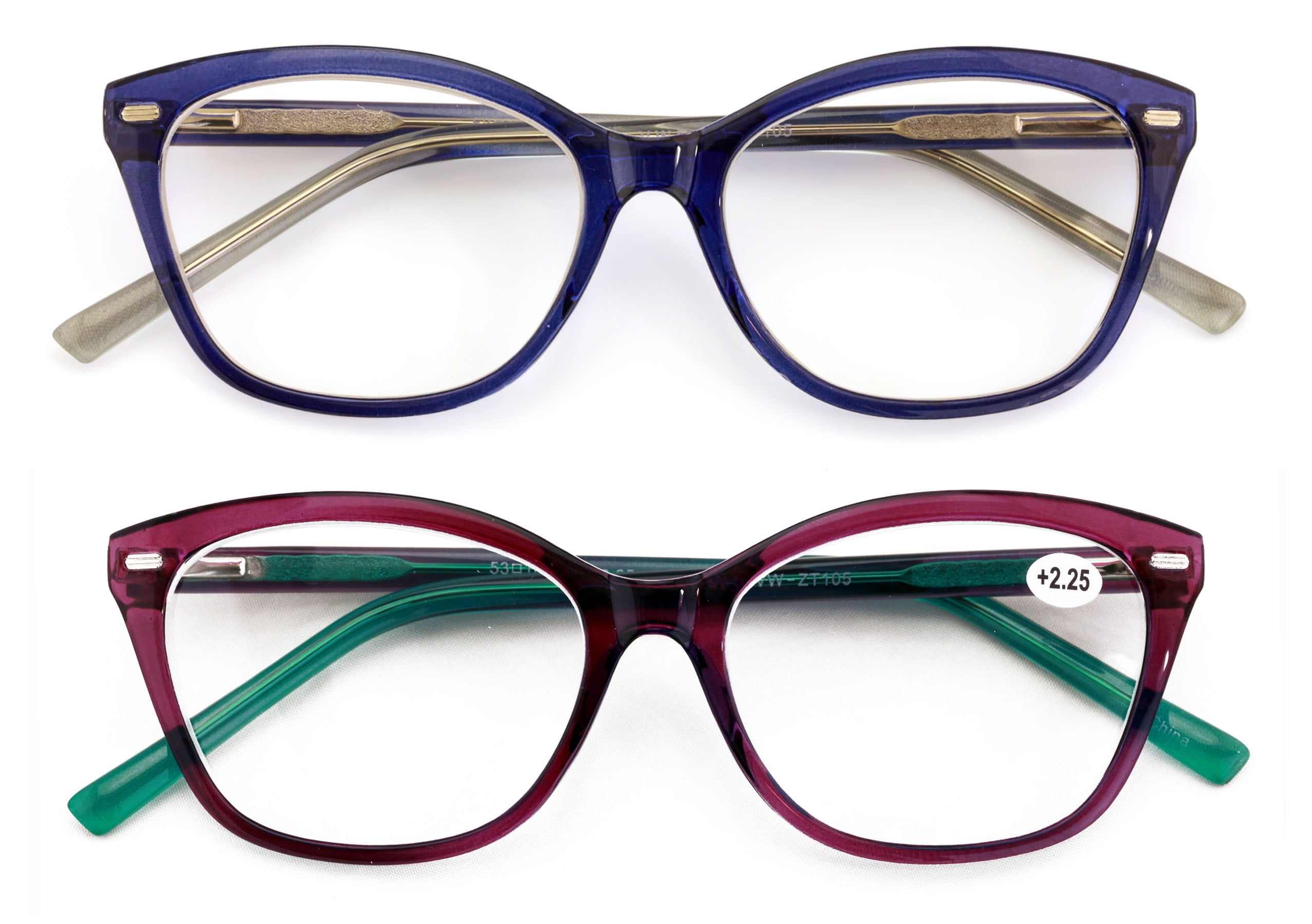 2 Pairs Women Optical Frame Translucent Fashion Reading Glasses - Clear ...