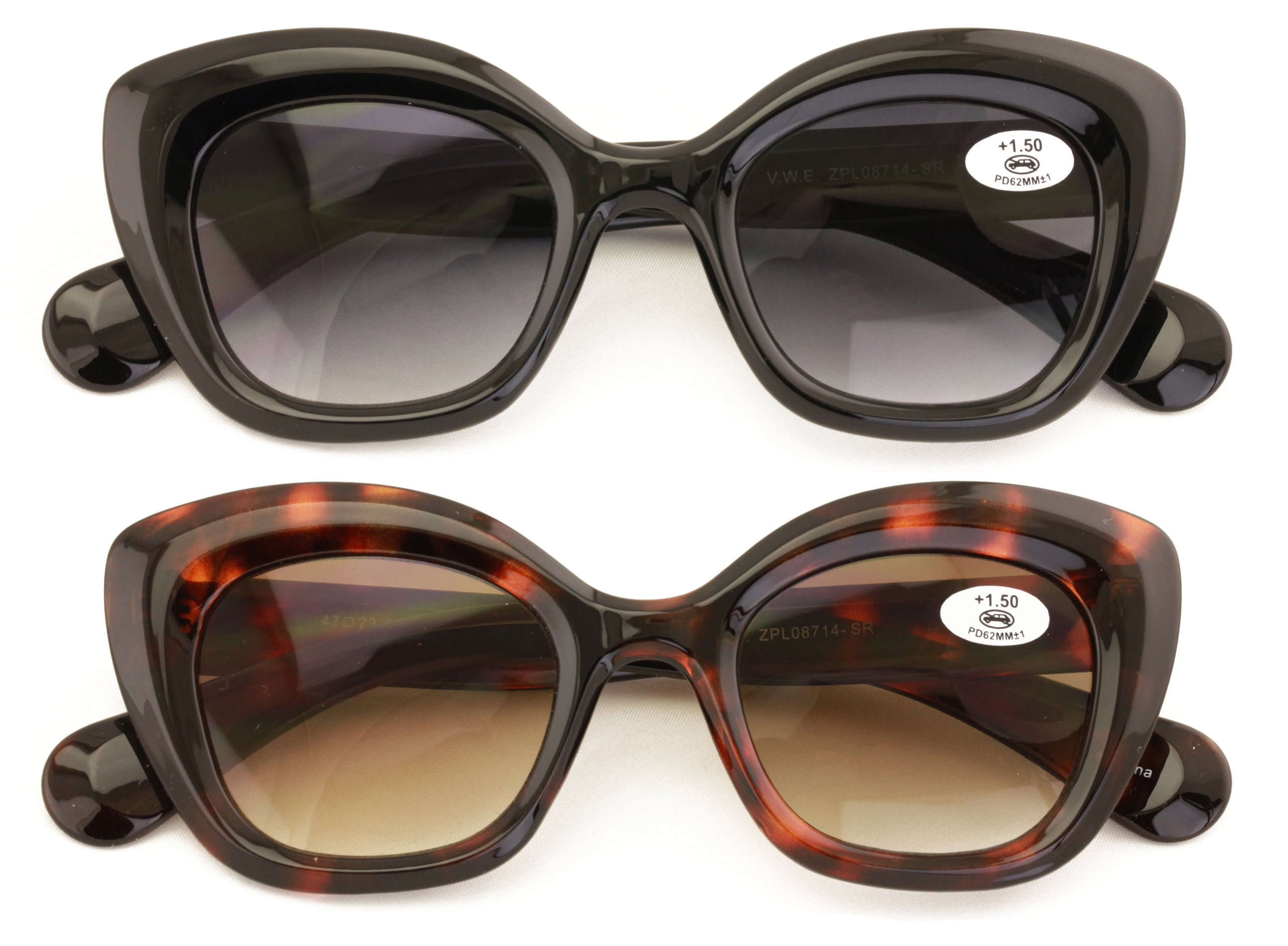 2 Pairs Women Outdoor Reading Sunglasses Oversized Full Gradient Lens ...