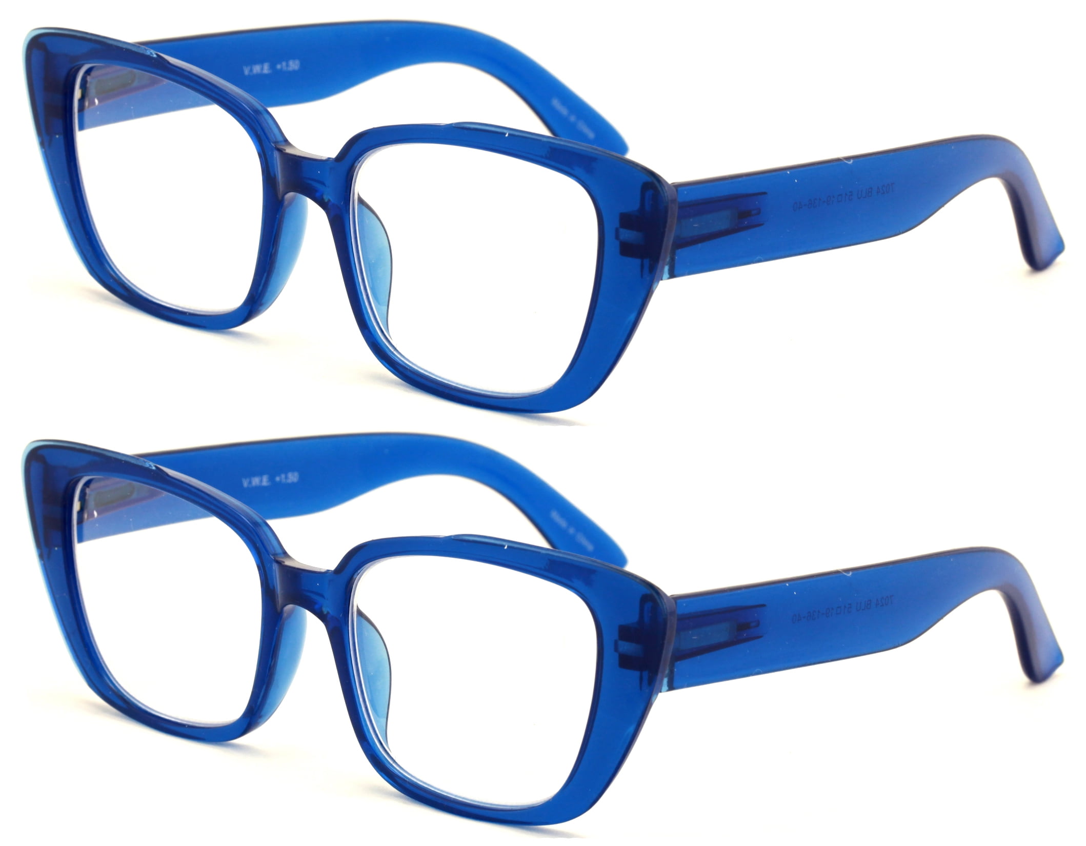 2 Pairs Women Oversize Transparent Reading Glasses - Spring Hinge ...