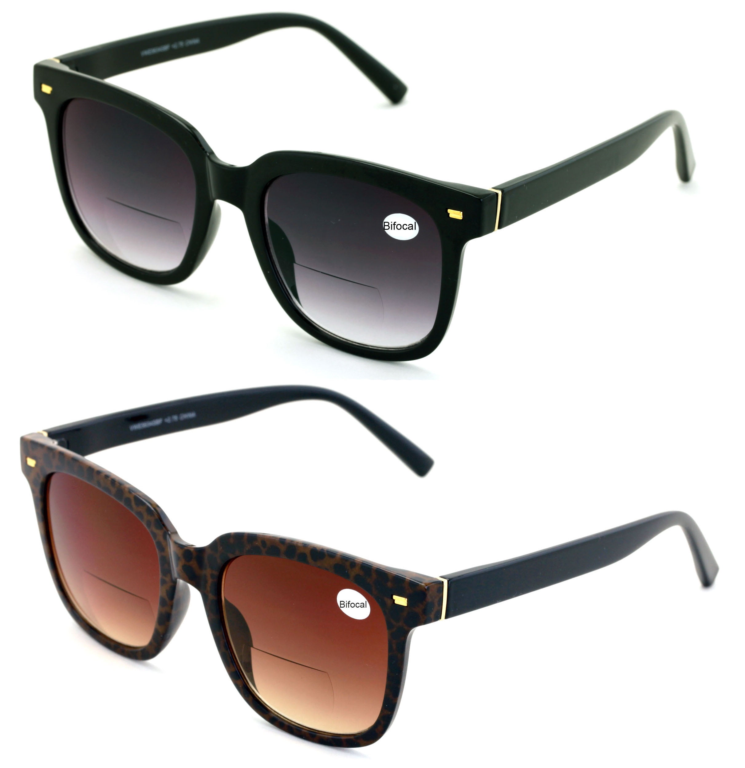 2 Pairs Women Oversized BIFOCAl Sunglasses Reader - Outdoor Reading 100% UV Gradient +3.00 ...