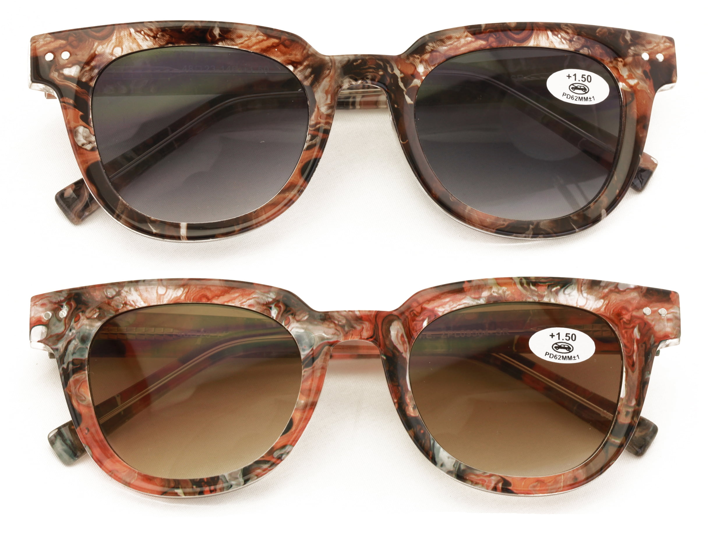 2 Pairs Women Reading Sunglasses - Gradient Tinted Reader - Marble ...