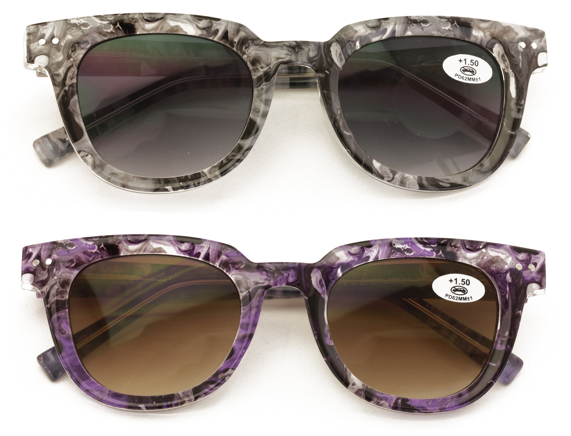 2 Pairs Women Reading Sunglasses - Gradient Tinted Reader - Marble ...