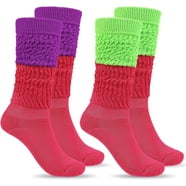 Colorful Slouch Socks 3 Pairs Scrunch Knee Socks Shoe Size 5-10 (Ecru ...
