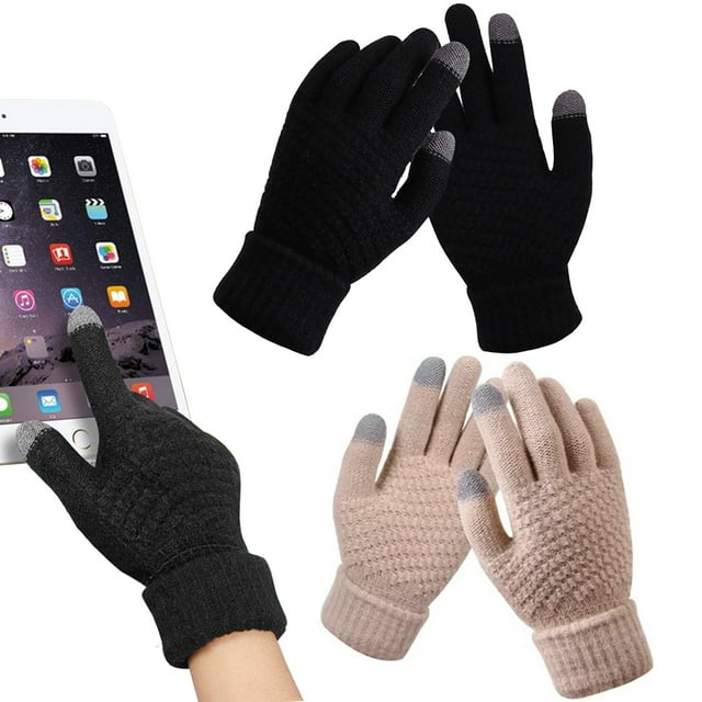 2 Pairs Women's Touchscreen Winter Warm Fleece Lined Knit Gloves ...