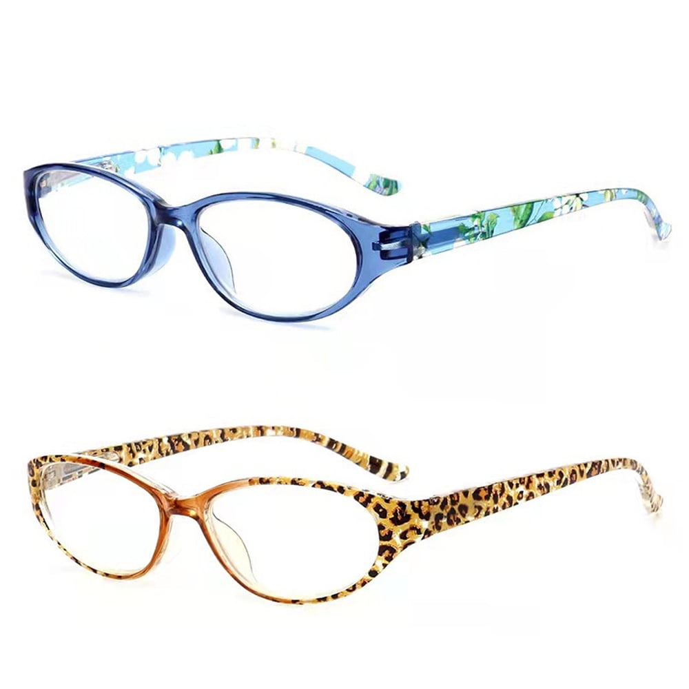 2 Pairs Womens Retro Reading Glasses Spring Hinge Oval Elder Readers ...