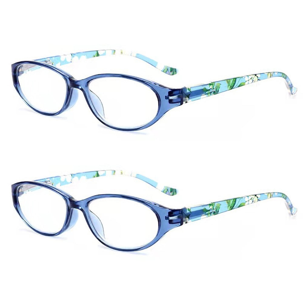 2 Pairs Womens Retro Reading Glasses Spring Hinge Oval Elder Readers ...