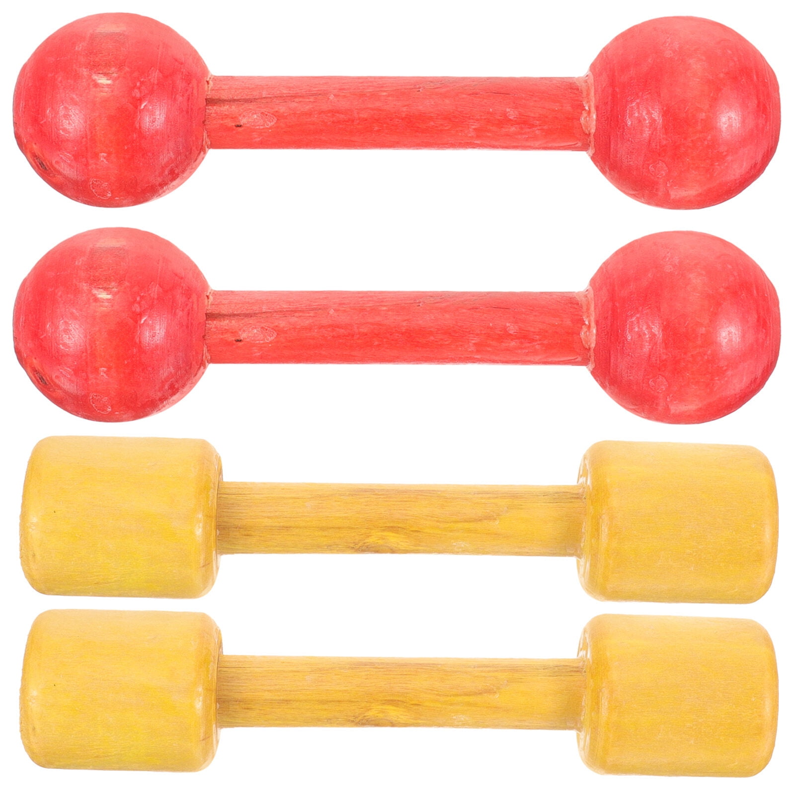 2 Pairs Wooden Dumbbells Kids Barbells Kids Exercise Dumbbells Hand ...