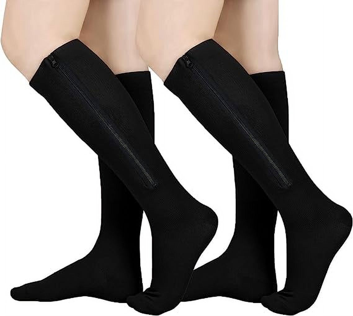 Truform Knee High Travel Sock, 15-20 mmHg, Black, Medium - Walmart.com