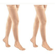 2 Pairs Zipper Compression Socks Thigh High 20-30 mmHg Compression ...