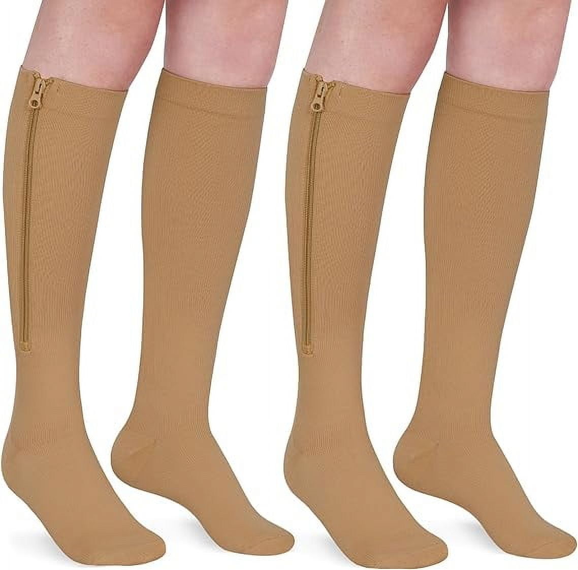 2 Pairs Wukang Zipper Compression Socks for Women & Men, 15-20 mmHg ...