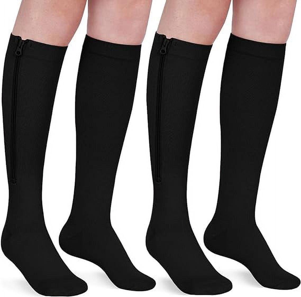 2 Pairs Wukang Zipper Compression Socks for Women & Men, 15-20 mmHg ...