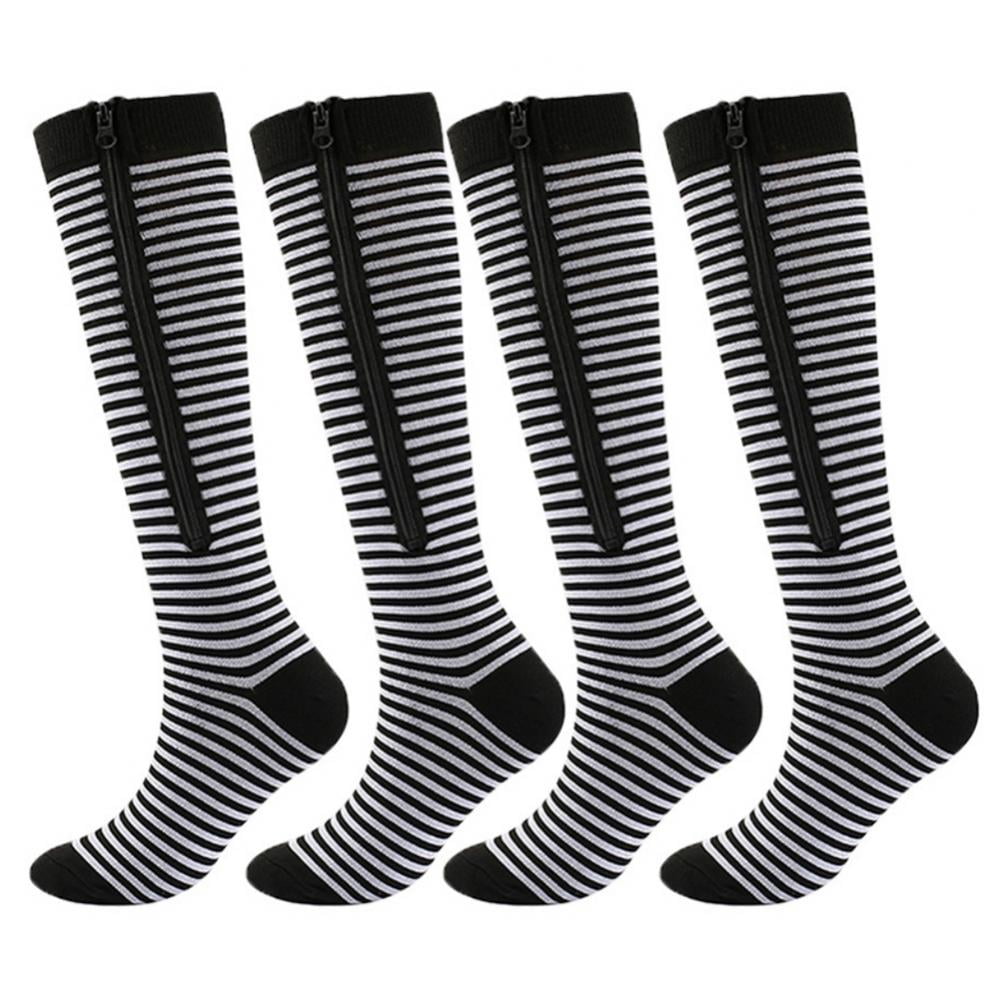 2 Pairs Zipper Compression Socks, 15-20 mmHg Closed Toe Compression ...