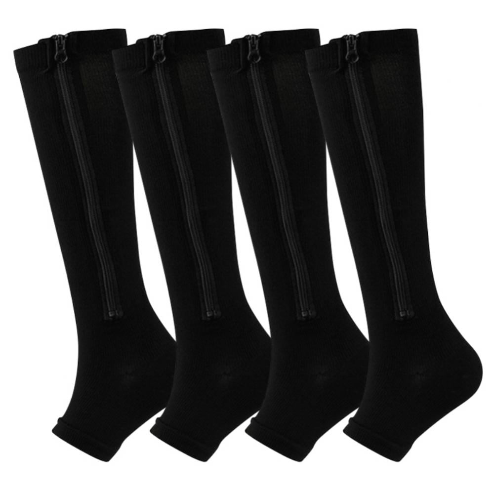 2 Pairs XXL Zipper Compression Socks, 15-20 mmHg Open Toe Support for ...