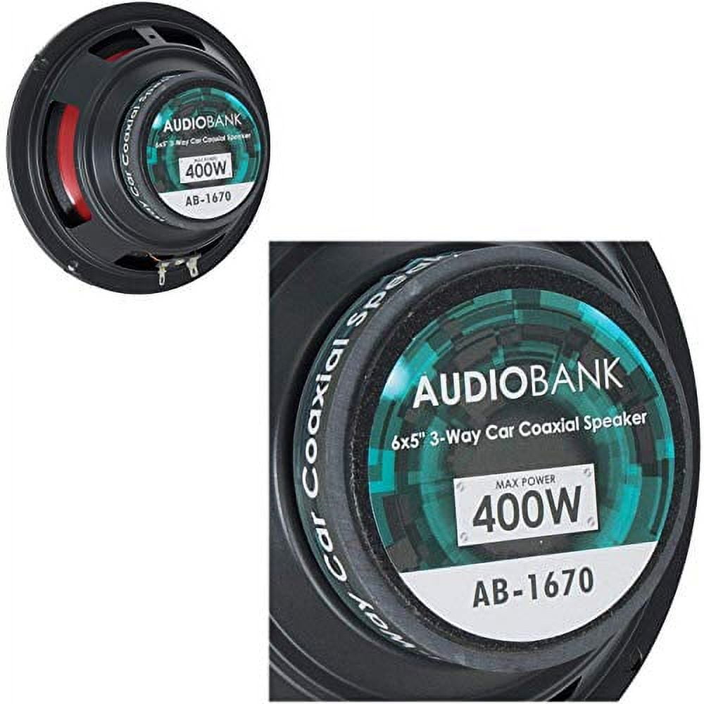 2 Pairs of Audiobank 6.5" 400 Watt 3-Way Red Car Audio Stereo Coaxial ...