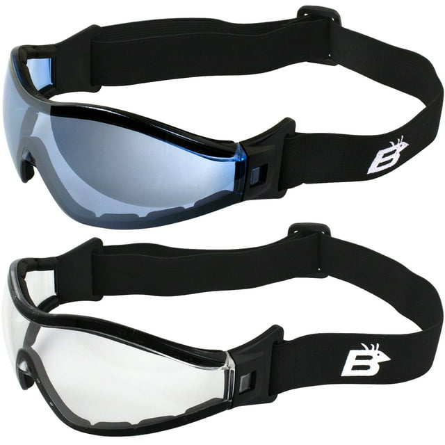 2 Pairs of Birdz Eyewear Boogie Motorcycle Ski Skydiving Goggles Clear ...