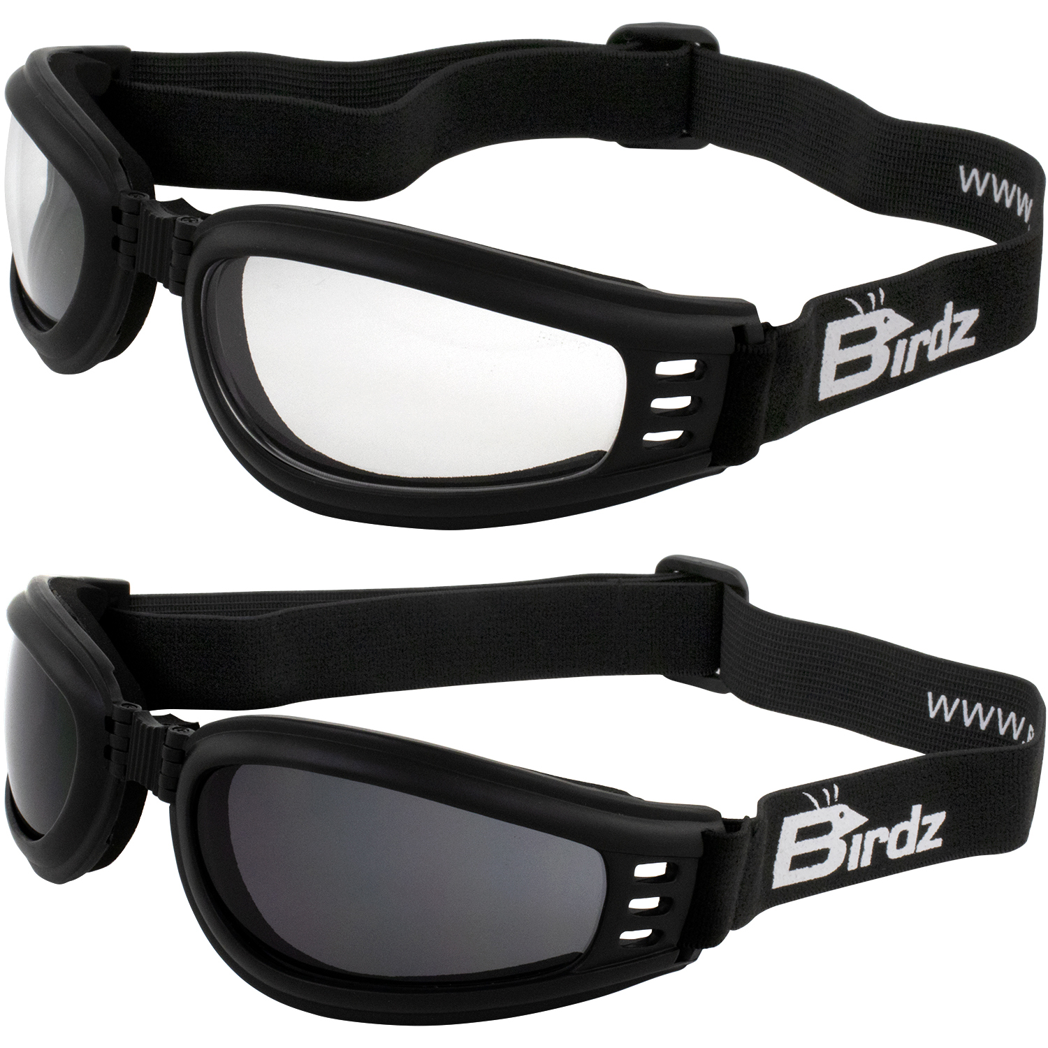 2 Pairs of Birdz Eyewear Boogie Foam Padded Motorcycle Ski Skydiving ...