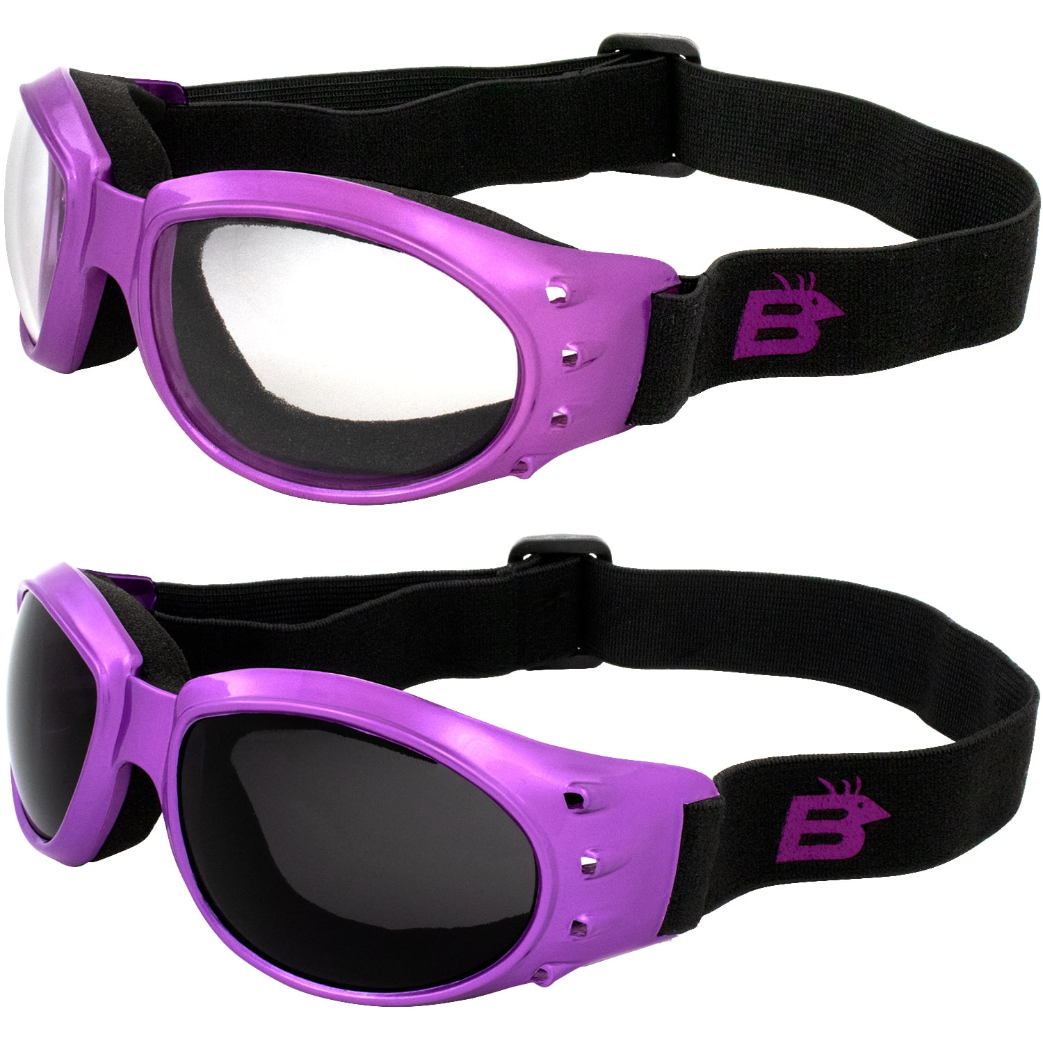 2 Pairs of Birdz Eyewear Eagle Padded Womens Motorcycle Goggles Dirt ...