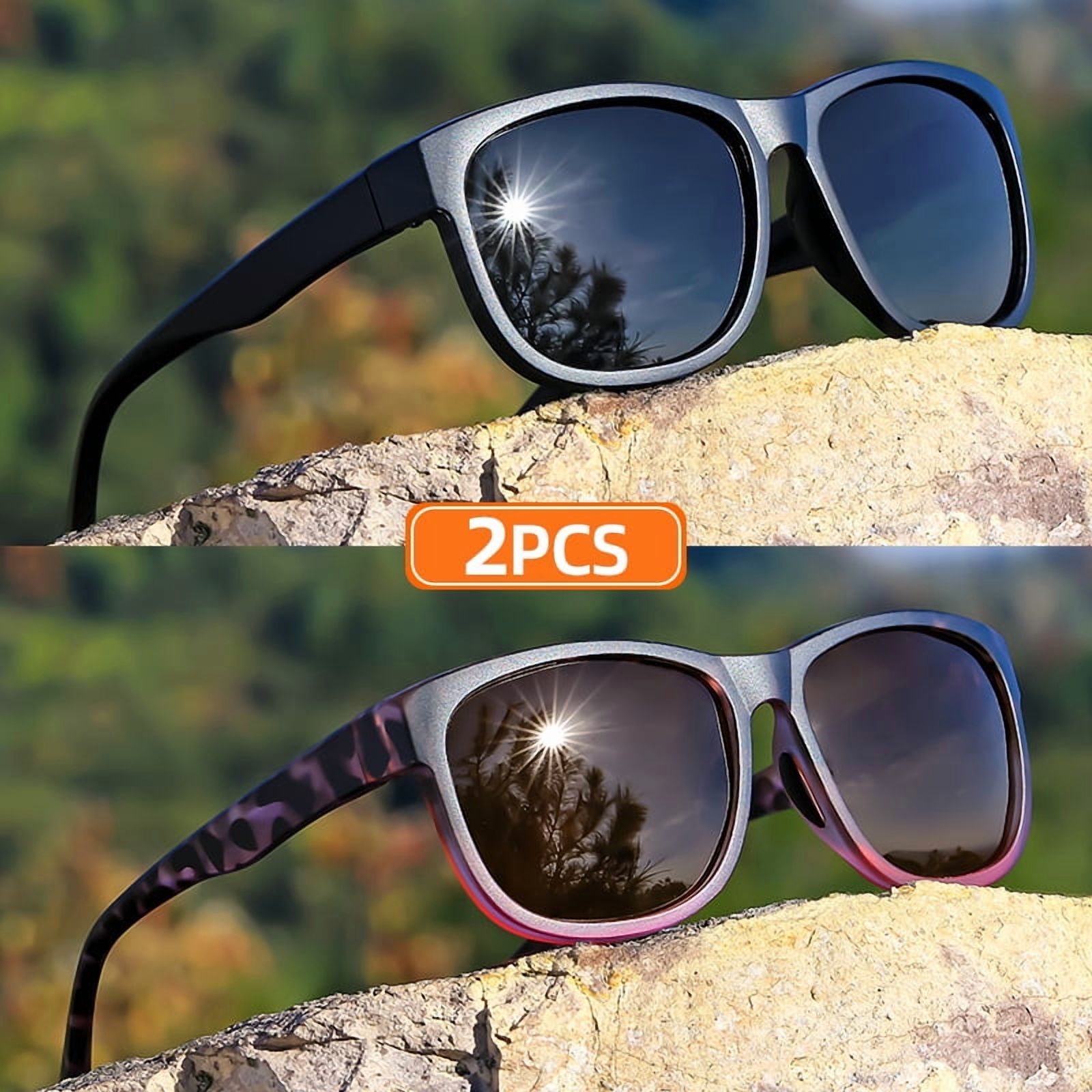 2 Pairs of Classic Square Fashion Glasses for Men and Women ...