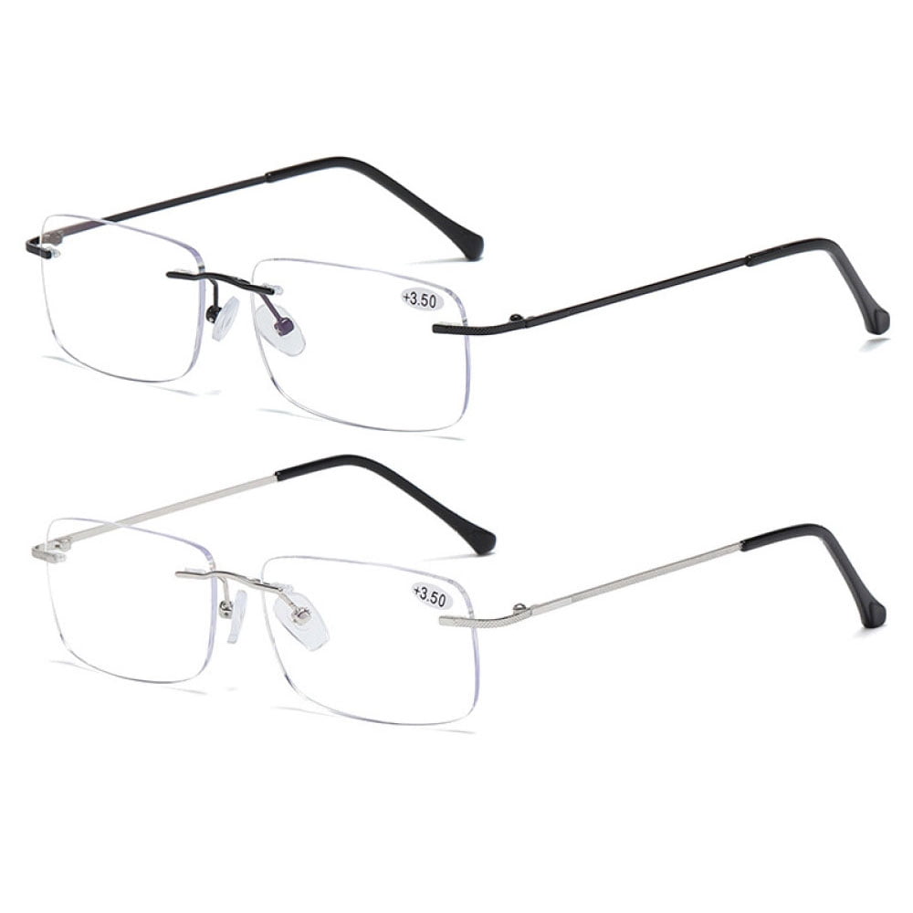 2 Pairs of Frameless BIFOCAL Reading Glasses 2.50 for Men and Women ...