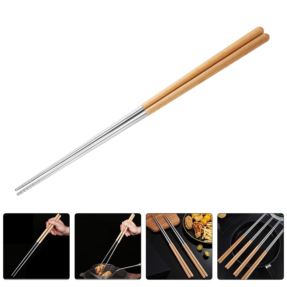 2 Pairs of Frying Long Chopsticks Wooden Noodle Chopsticks Long Hot Pot ...