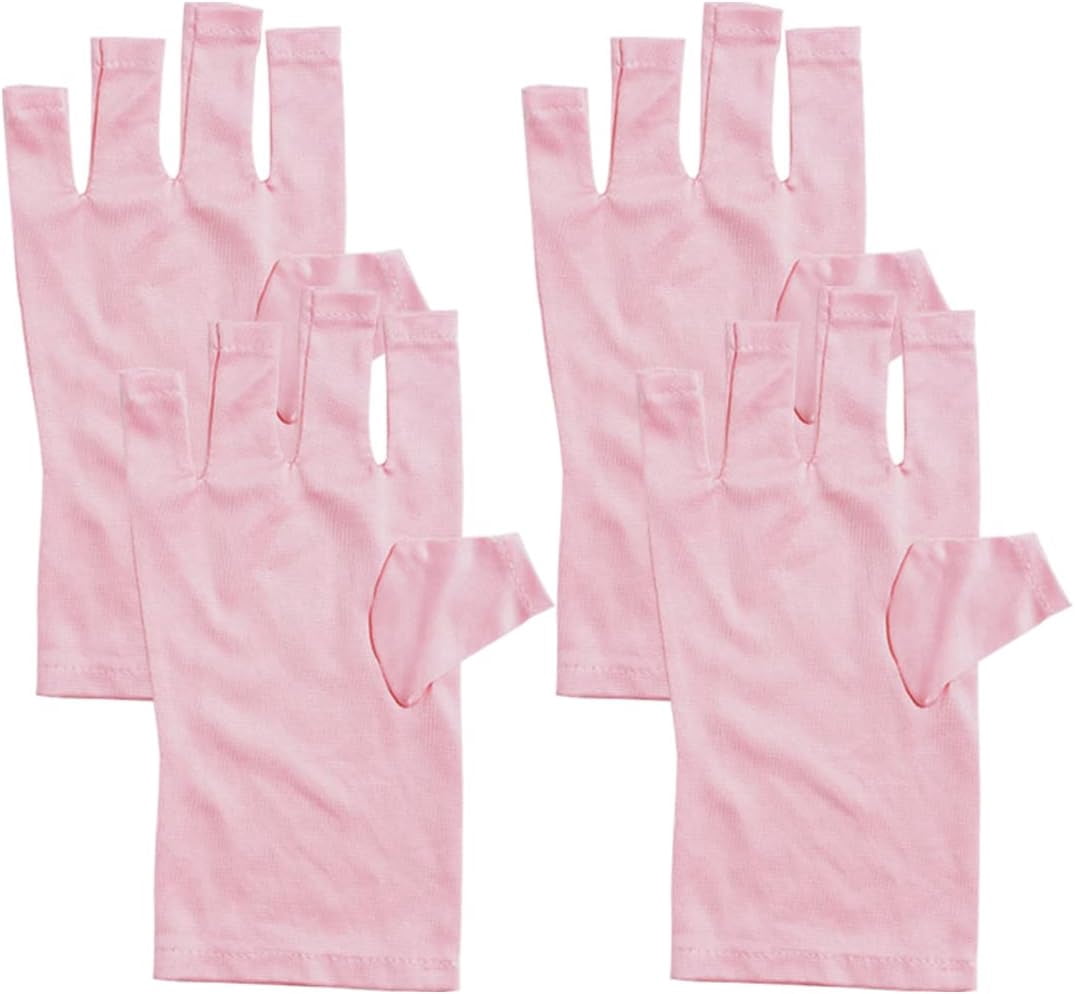 2 Pairs of Gel Manicures Glove Anti UV Fingerless Gloves Protect Hands ...